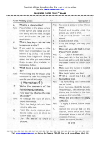 5th class computer notes | PDF
