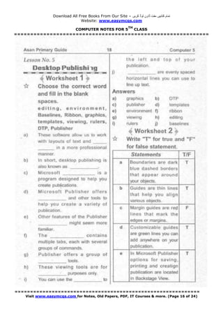 5th class computer notes | PDF