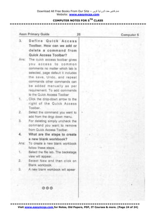 5th class computer notes | PDF