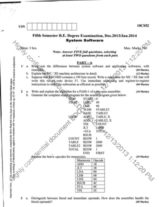 5th cs & is question papers december 2013 | PDF