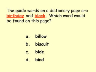 5th Dictionary & Guide Words | PPT