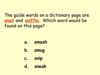 Dictionary Page Guide Words