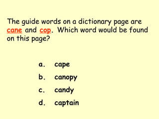 Dictionary Page Guide Words