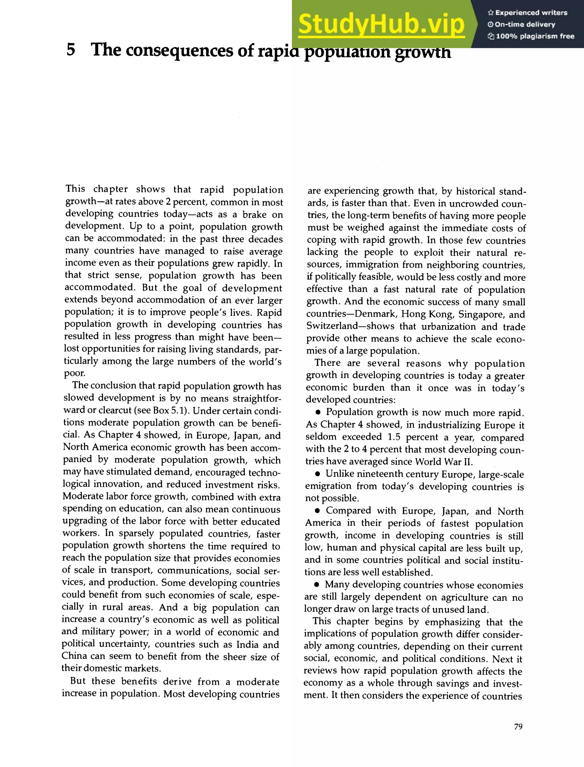 5 The Consequences Of Rapid Population Growth | PDF