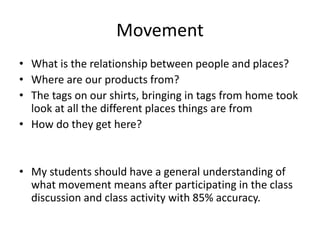 Movement In Geography Lesson Plans