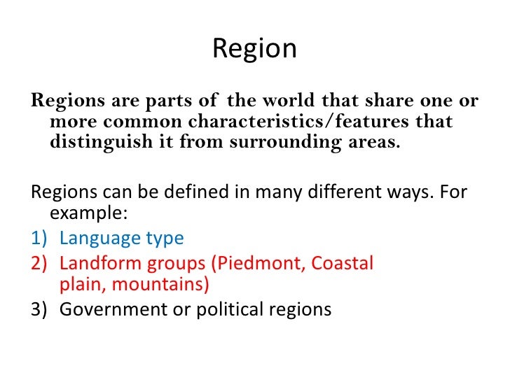 Five Themes Of Geography Region Examples