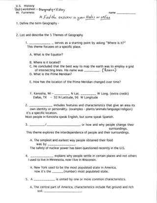 5 themes worksheet | PDF