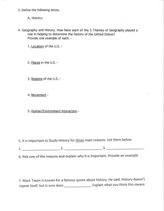 5 themes worksheet | PDF