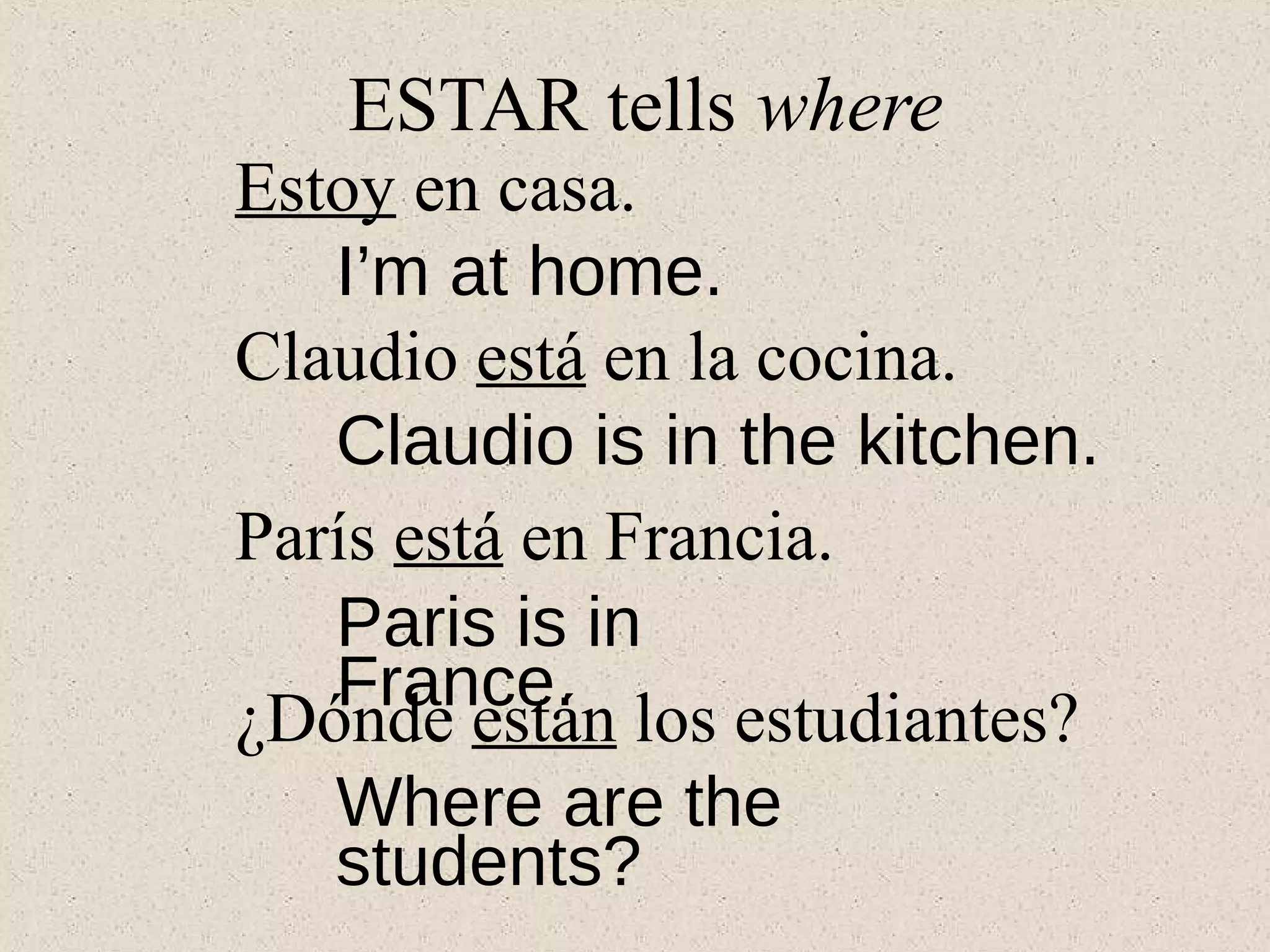 The present tense of estar | PPT