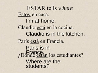 The present tense of estar | PPT