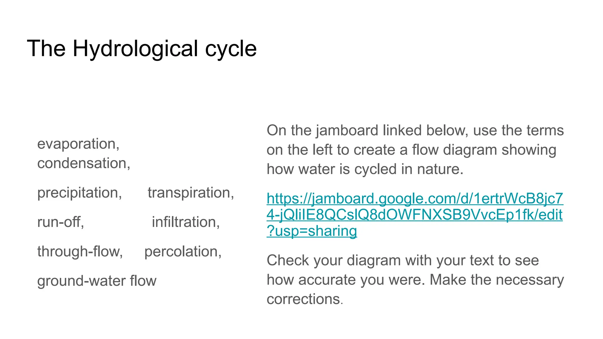 Geography CXC Hydrological cycle fourth to fitfh form | PPT