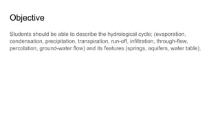 Geography CXC Hydrological cycle fourth to fitfh form | PPT