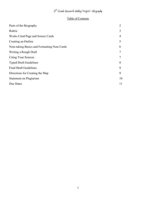 5th Grade -- Biography Handout | DOCX