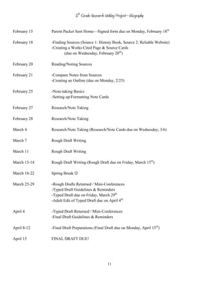 5th Grade -- Biography Handout | DOCX