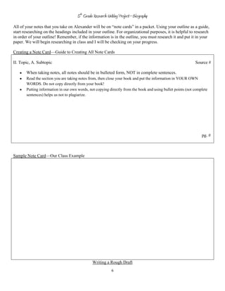 5th Grade -- Biography Handout | DOCX
