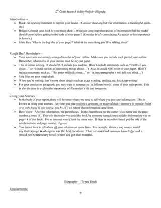 5th Grade -- Biography Handout | DOCX