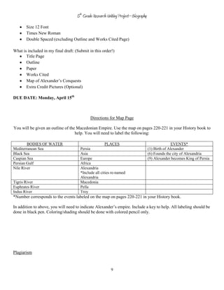 5th Grade -- Biography Handout | DOCX