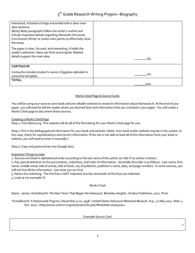 5th Grade - Biography Handout | DOCX | Biographies | Genres