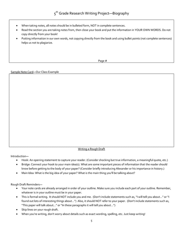 5th Grade - Biography Handout | DOCX | Biographies | Genres