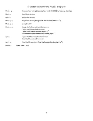 5th Grade - Biography Handout | DOCX