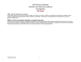 5th Grade Reference Guide for Investigations | PDF