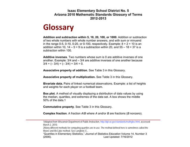5th Grade Math Glossary | PPT