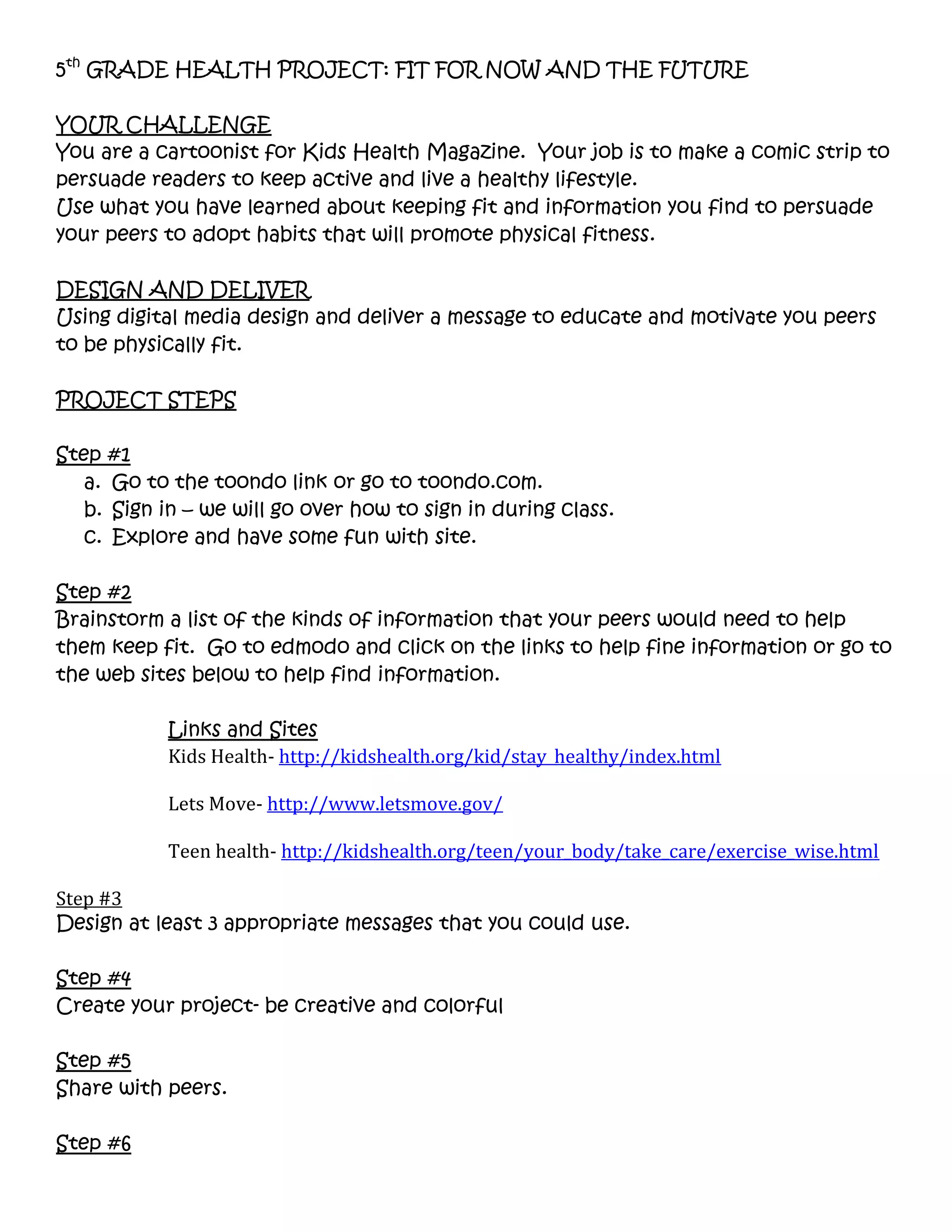 5th grade health project | PDF