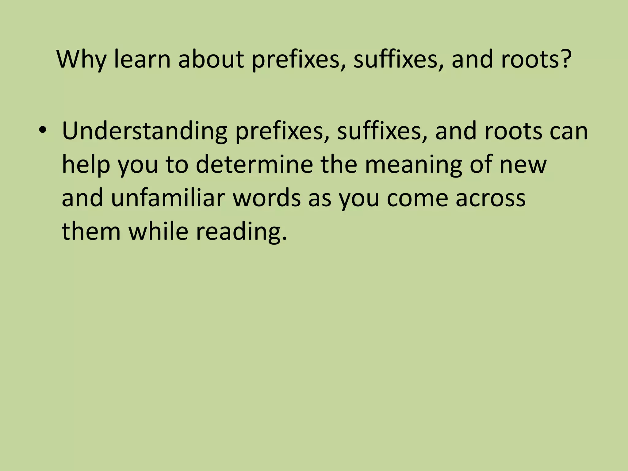 5th Grade Prefixes, Suffixes & Roots | PPTX