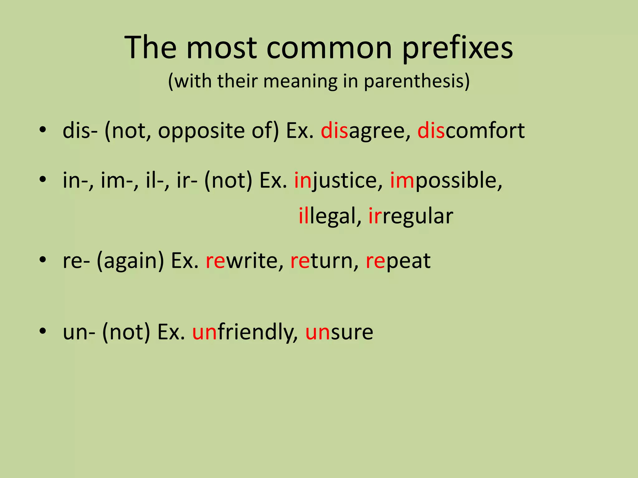 5th Grade Prefixes, Suffixes & Roots | PPTX
