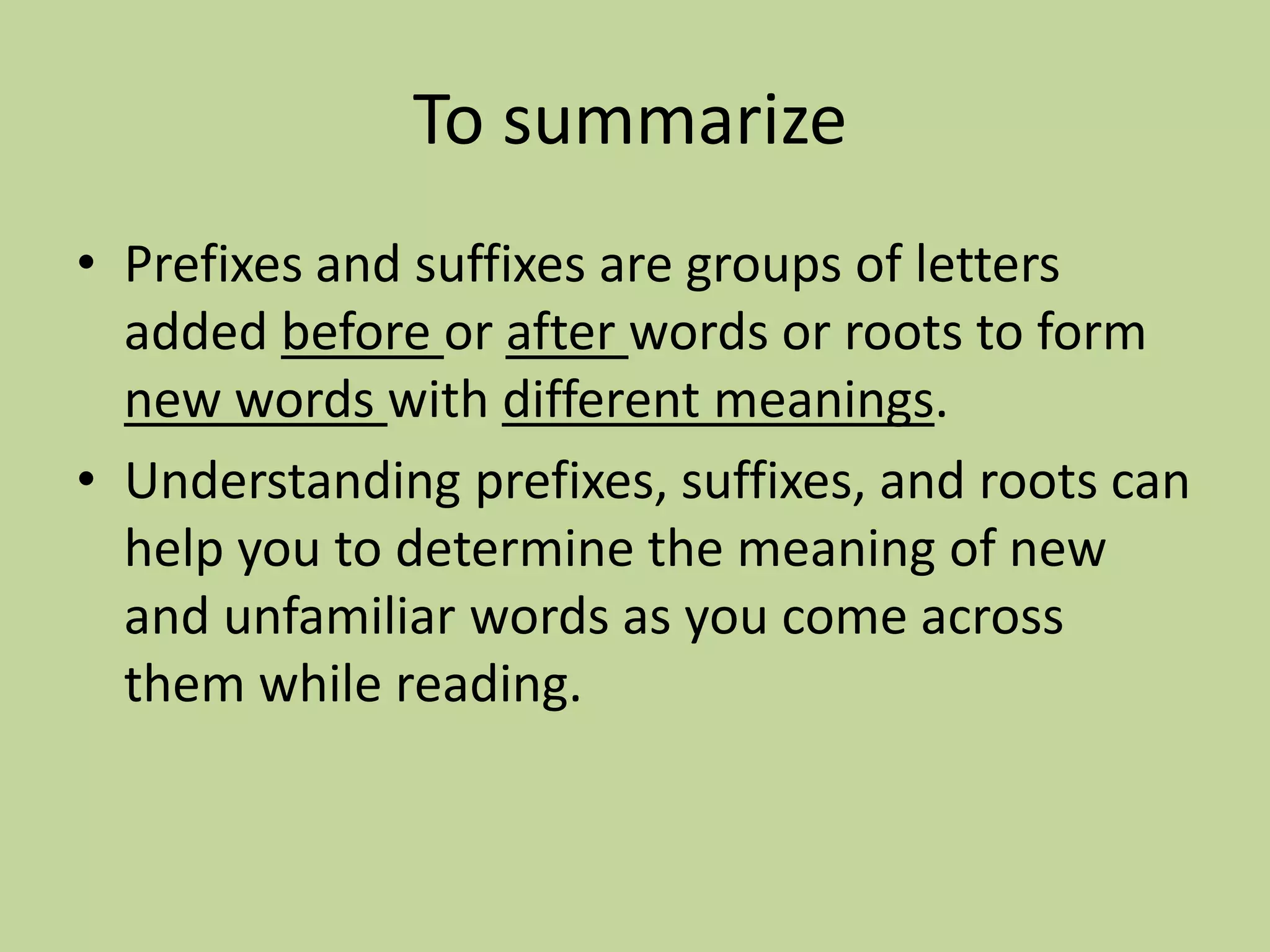 5th Grade Prefixes, Suffixes & Roots | PPTX