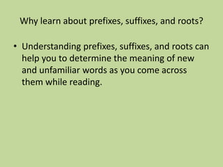 5th Grade Prefixes, Suffixes & Roots | PPTX