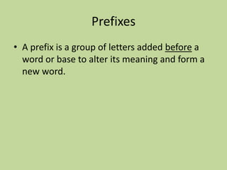 5th Grade Prefixes, Suffixes & Roots | PPTX