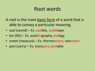 5th Grade Prefixes, Suffixes & Roots | PPTX