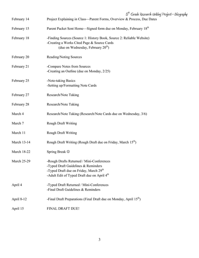 5th Grade Research Paper -- Parent Information | PDF
