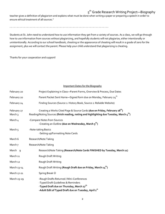 5th Grade Research Paper - Parent Information | PDF