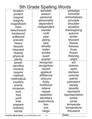 5th grade spelling_words_list | PDF