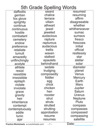 5th grade spelling_words_list | PDF