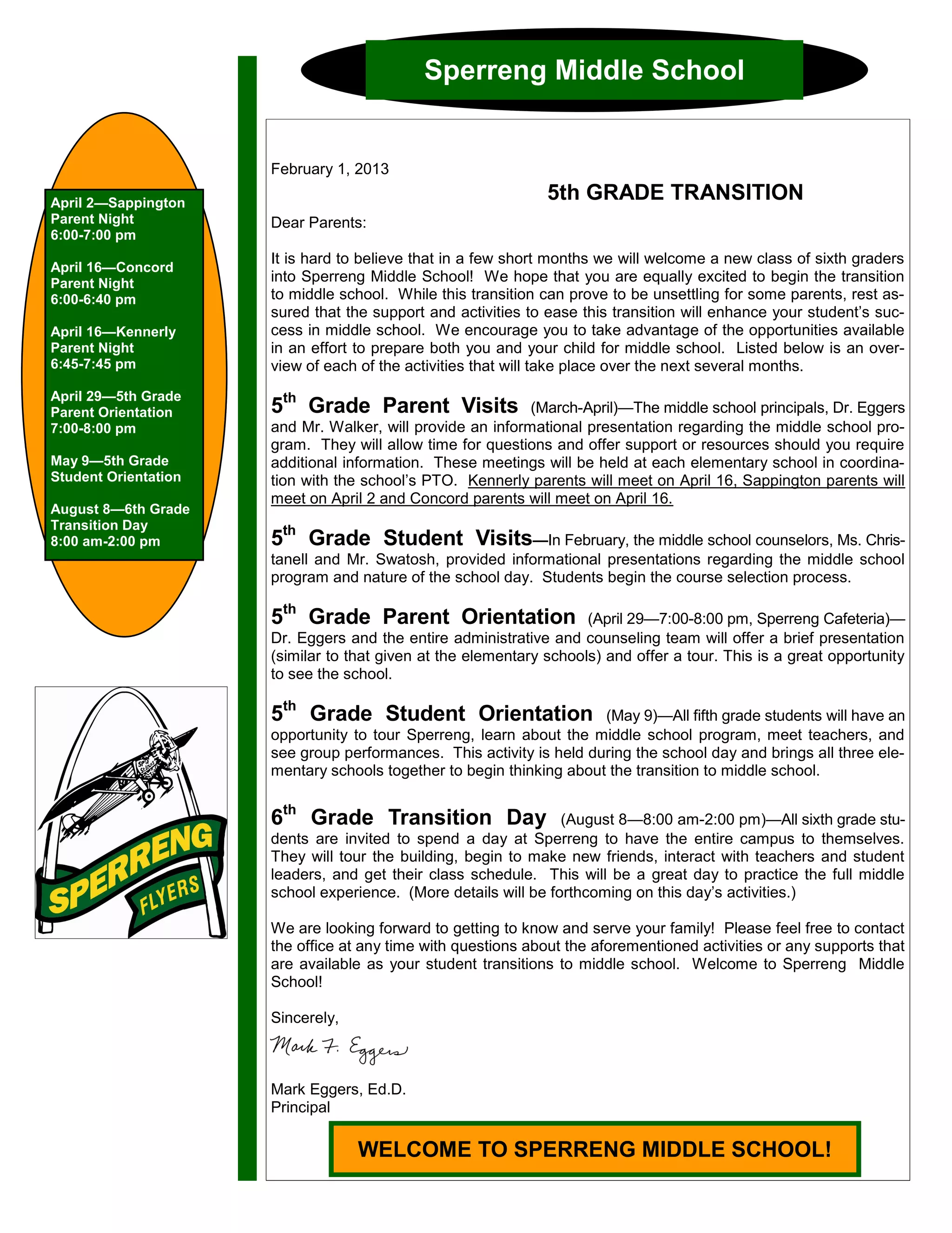 5th grade transition letter | PDF