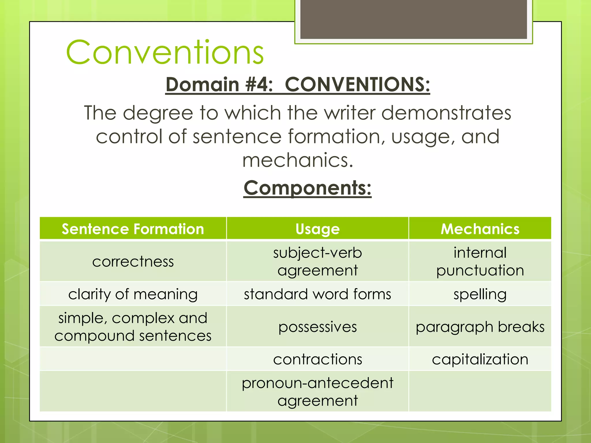 5th grade writing domains | PPTX