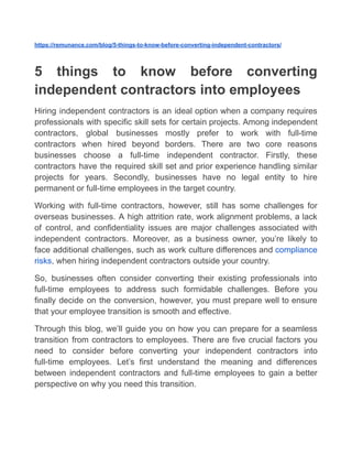 5 things to know before converting independent contractors into ...