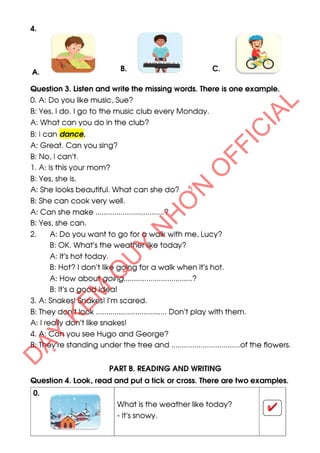 5 ĐỀ THI ĐỊNH KÌ CUỐI HK1 I LEARN SMART START LỚP 4 - NĂM HỌC 2023-2024 (CÓ FILE AUDIO VÀ ĐÁP ÁN ...