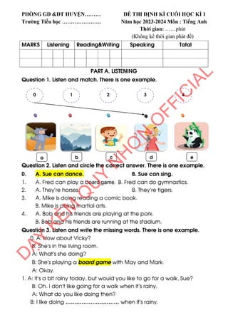 5 ĐỀ THI ĐỊNH KÌ CUỐI HK1 I LEARN SMART START LỚP 4 - NĂM HỌC 2023-2024 (CÓ FILE AUDIO VÀ ĐÁP ÁN ...