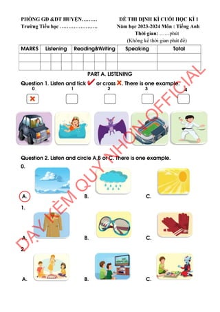 5 ĐỀ THI ĐỊNH KÌ CUỐI HK1 I LEARN SMART START LỚP 4 - NĂM HỌC 2023-2024 (CÓ FILE AUDIO VÀ ĐÁP ÁN ...