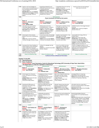 5th International Conference on E Learning (ICEL - 2010) Programme | PDF