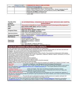5th international congress on healthcare and hospital management | PPTX