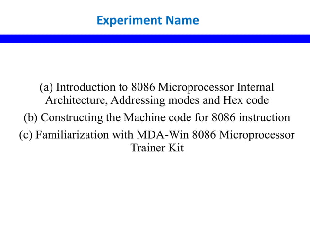 8086 Micro-processor and MDA 8086 Trainer Kit | PPT