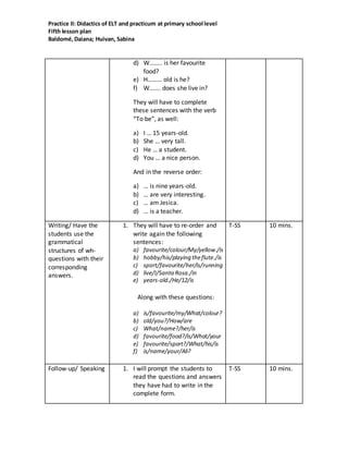5th lesson plan personal information | DOCX | Homework and Study ...