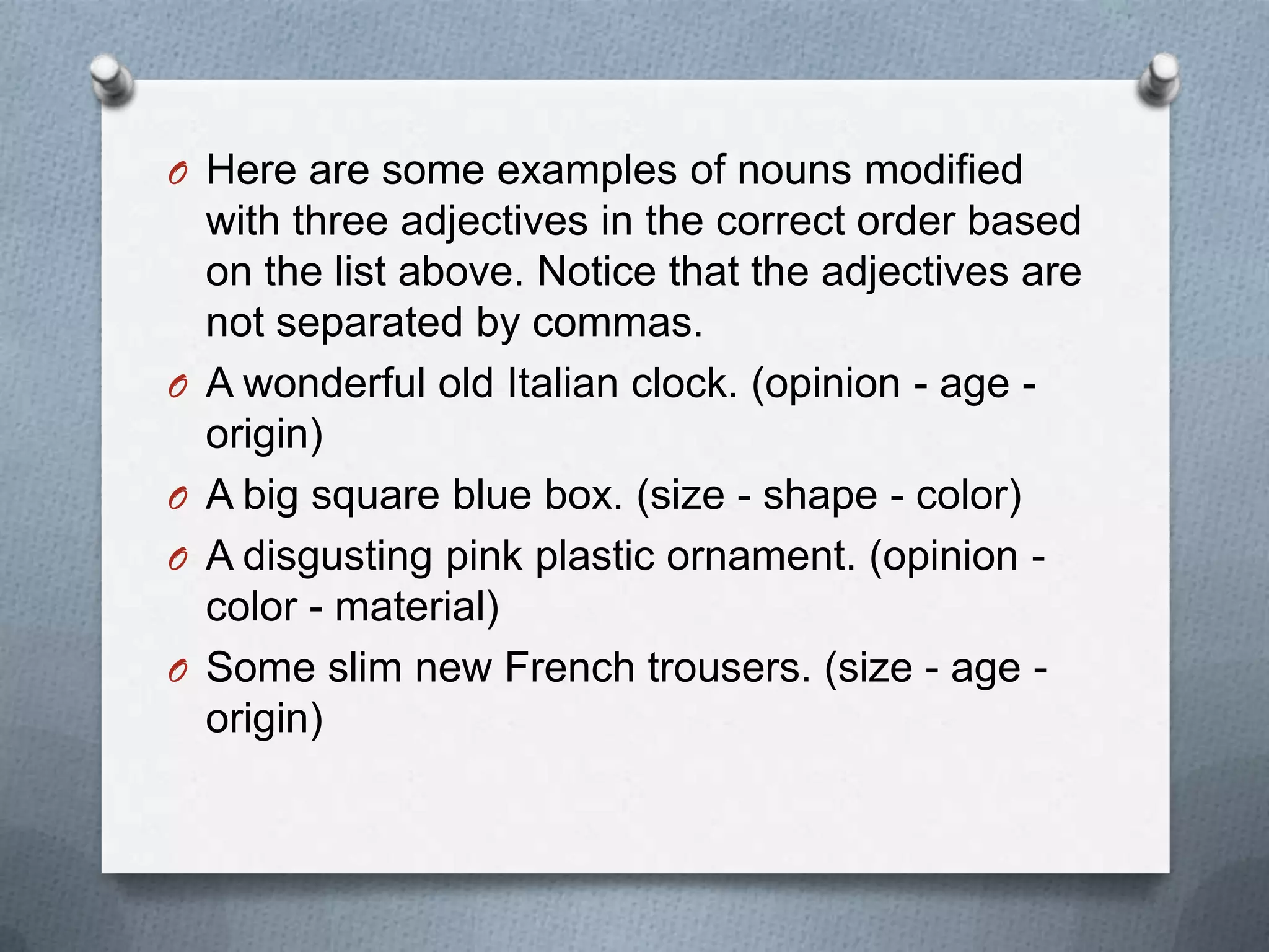 adjective order | PPT