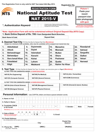 5th nat 2015_form | PDF
