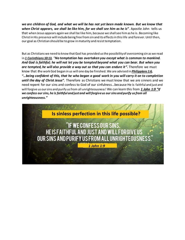 5th November 2016 - Is sinless perfection in this life possible? | DOCX ...